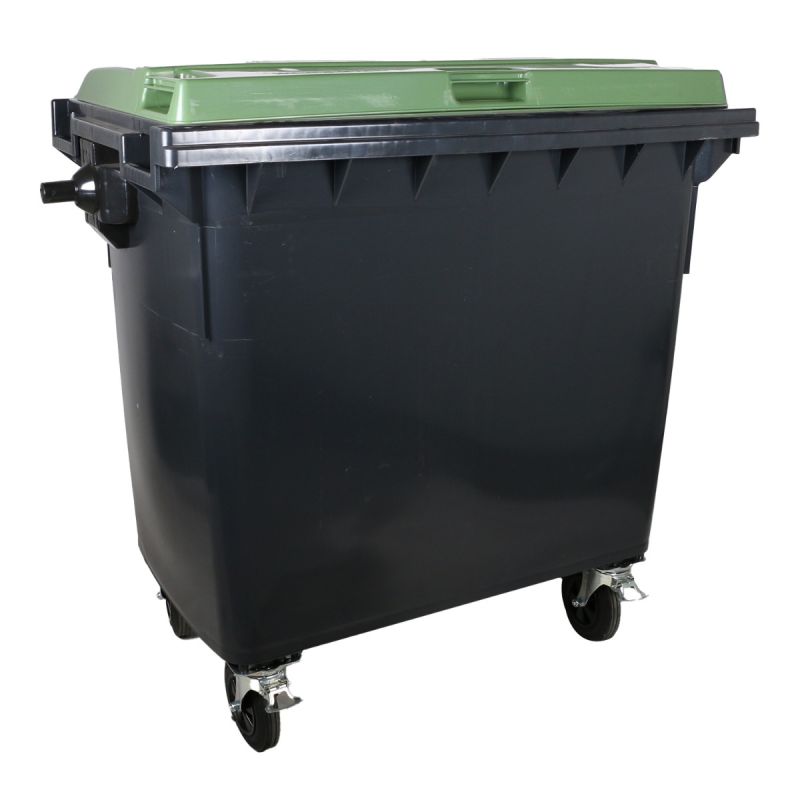 Afvalcontainer 660 liter Grijs met Groene Deksel kopen?